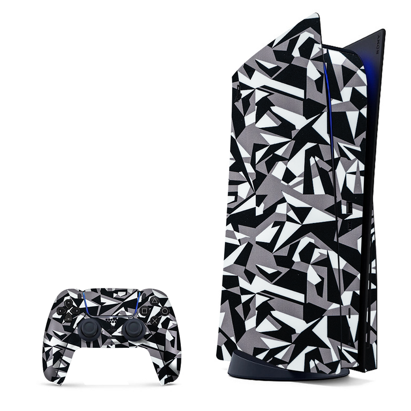 PS5 Black and White Polygon Pattern Skins & Controller Wraps ...